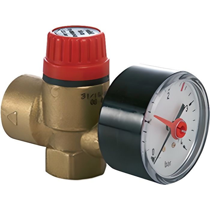 Soupape de Sécurité à Membrane avec Manomètre Femelle 15x21 (1/2) NOYON ...