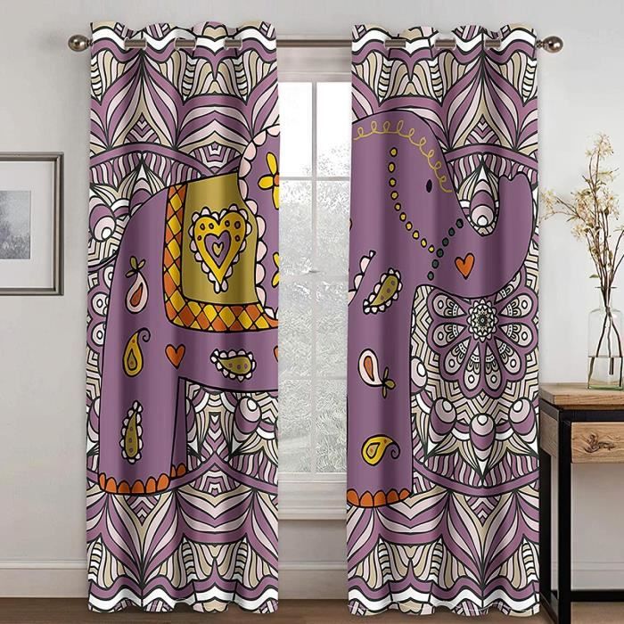 Rideau Occultant Motif Violet Bohème Art 3D Imprimé Occultants ...