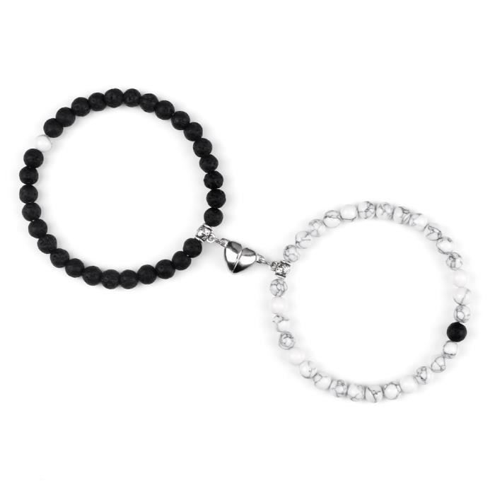 Bracelet magnétique en forme de cœur pour couple 2 piècesensemble perle ...
