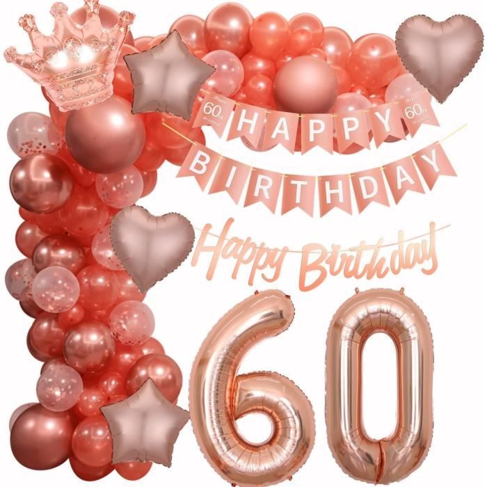 Guirlande Ballons 60 Ans Anniversaire Femme,60 Ans Arche Ballon Or Rose ...