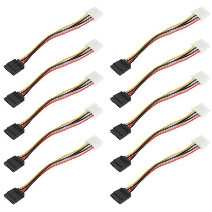 HURRISE câble d'alimentation SATA 10 câbles SATA Big 4Pin à 15Pin IDE ...