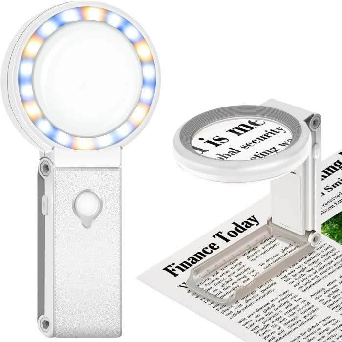 Loupe avec Lumière, 10X 30X Loupe avec 18 LED Loupe de Lecture éclairée pour Lecture, Bijoulier ...