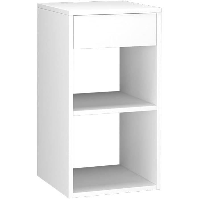 Table de chevet - SANAG - Dany - Blanc - 1 tiroir - 2 étagères ouvertes ...