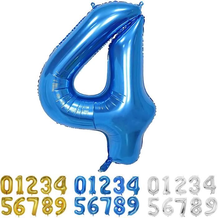 Ballon 4 Bleu 101Cm Chiffre 4 Ballon Anniversaire Bleu Ballon Numero 4 ...