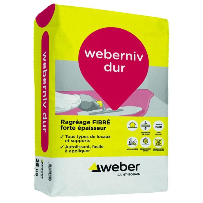 Ragréage fibré autolissant de sols (P4R FIBRE) WEBER.NIV DUR - Sac de ...