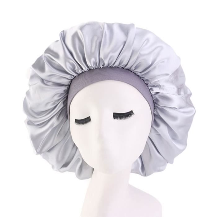 A Silver -Bonnet de nuit en Satin soyeux Extra Large avec bande ...