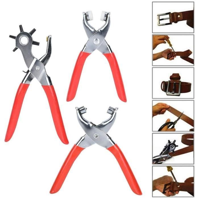 En Cuir Poinçon Pince Pince, 3 Pcs Ceinture Puncher Oeillet Pince ...