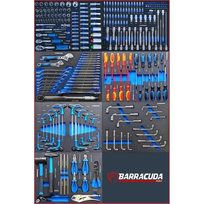 BARRACUDA TOOLS Servante d'atelier 7 tiroirs avec 7 outillés Nardo XXL ...