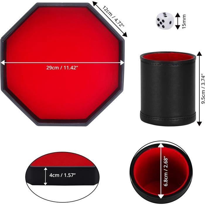 Belle Vous Piste de Dés Octogone en Simili Cuir Noir et Velours Rouge ...