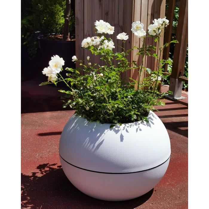 Bac à fleurs rond - RIVIERA - GRANIT BOULE - Plastique - D40 x H28 cm ...