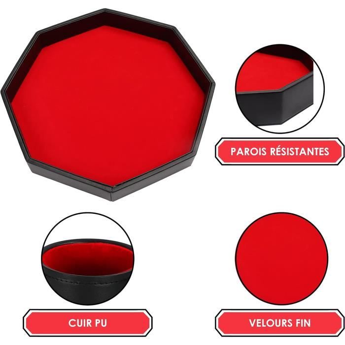 Belle Vous Piste de Dés Octogone en Simili Cuir Noir et Velours Rouge ...