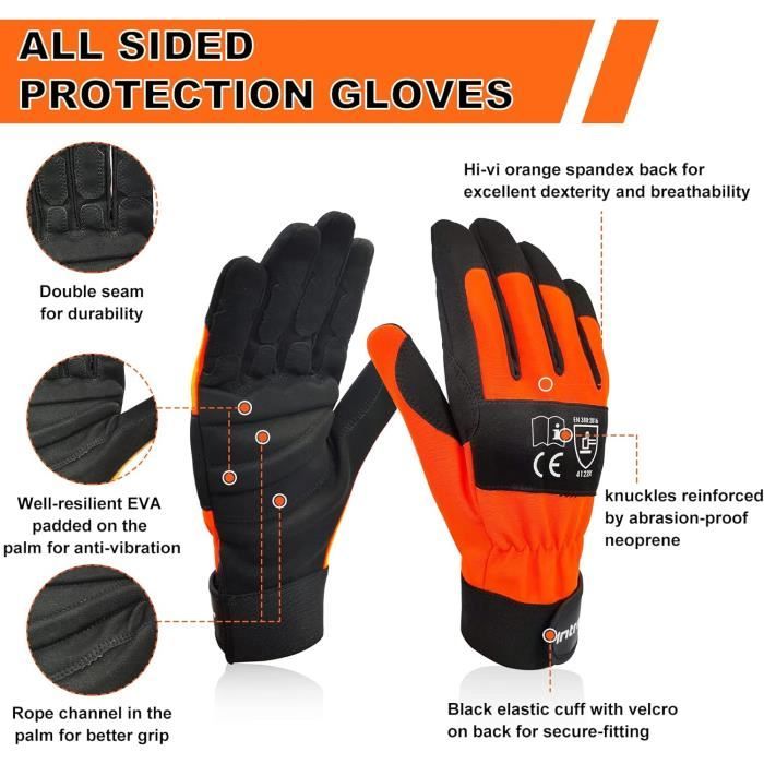 Gants De Protection Pour Tronçonneuse En Iso 11393-4 Class 1 En Cuir ...