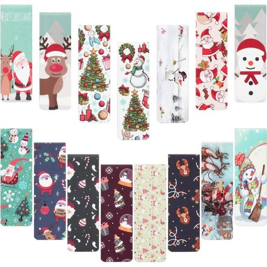 30 Pièces Marque Pages Magnétiques Noël, Christmas Magnetic Bookmarks ...