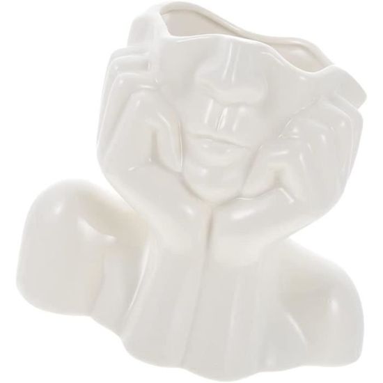 Vase en Céramique Blanche: Vase à Fleurs Demi-Visage Femme Corps Vase ...