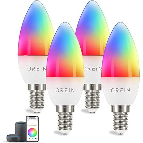 OREiN Ampoule Connectée LED E14 Alexa Smart Bulb Intelligente 5W 470LM, WLAN WiFi Ampoule ...