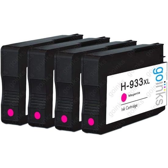 4 Cartouches D'Encre Magenta Pour Remplacer Hp 933M (Xl Capacité ...