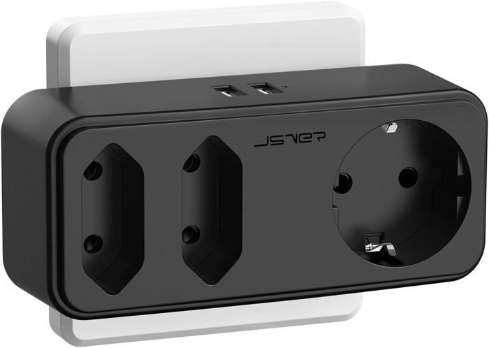 3 Prises Noir Multiprise USB Murale, 5 en 1 Prise USB Multiple avec 3 ...