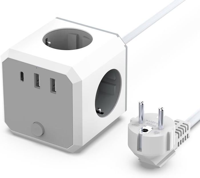Multiprise Usb, Prise Multiple Cube Prise Murale, 2 Usb Et 1 C Chargeur ...