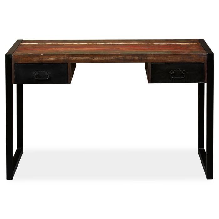 Bureau - MANGO - avec 2 tiroirs - Bois de récupération massif 120x50x76 ...