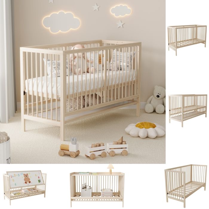 Lit de bébé en bois, lit de bébé multifonctionnel, convertible en lit d ...
