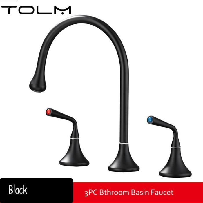 TOLM 3-5pcs Robinet de Baignoire or Brossé bec Mitigeur Chrome-Gris-Noir En Laiton Salle De ...