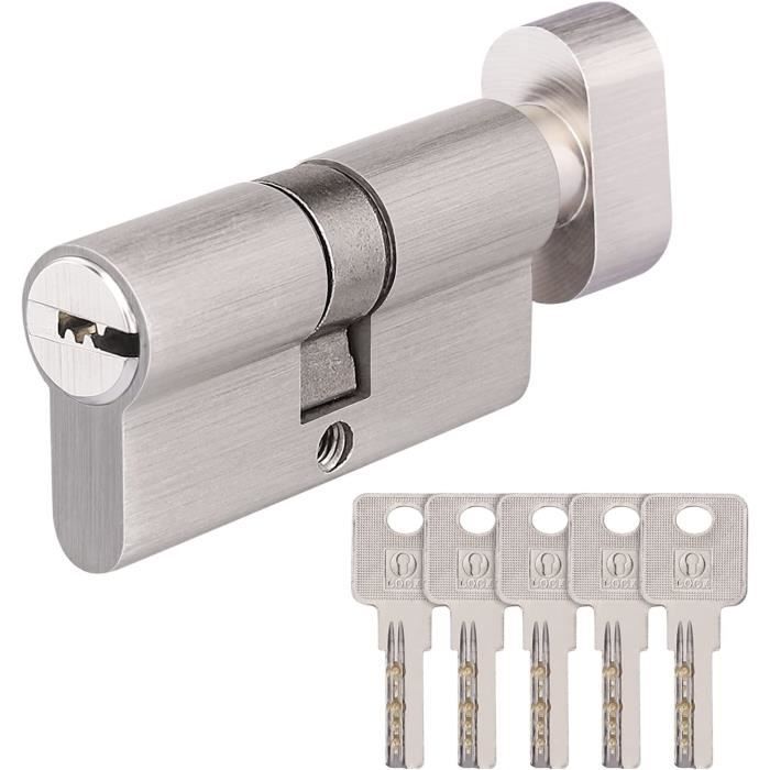 Cylindre de serrure avec bouton - 30-30 5 clés en laiton à profilé Clé ...
