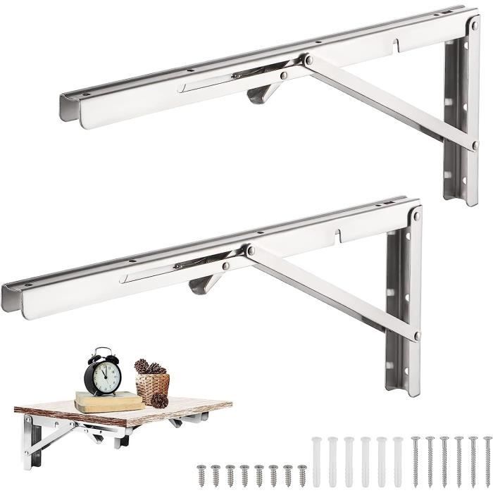 Lot de 2 consoles pliantes - En acier inoxydable - Charge lourde ...