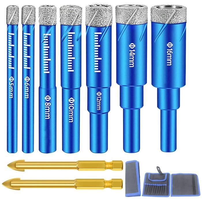 Foret Carrelage, 9 pcs 5 6 8 10 12 14 16 mm Foret Diamant 6 8mm Forets ...