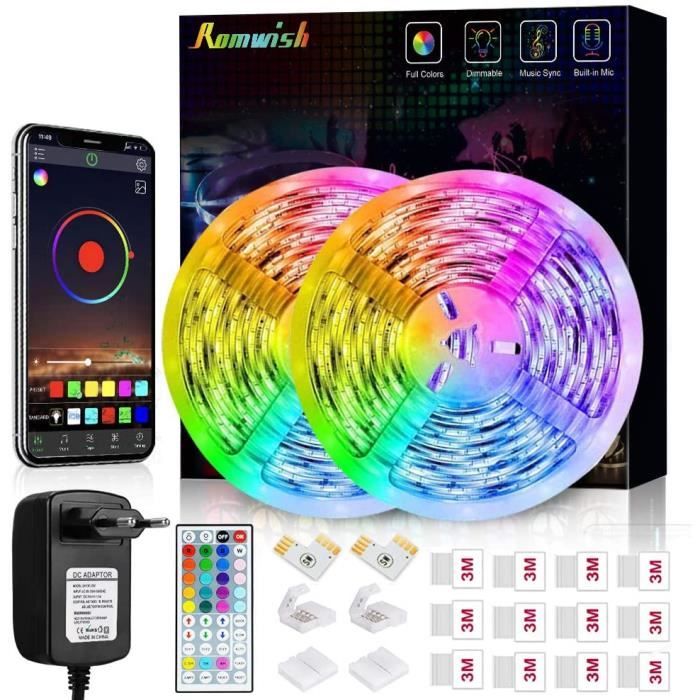 XimstF Ruban LED Bleutooth 10M Bande LED SMD 5050 RGB Multicolore LEDs Kit de Bandeau LED ...