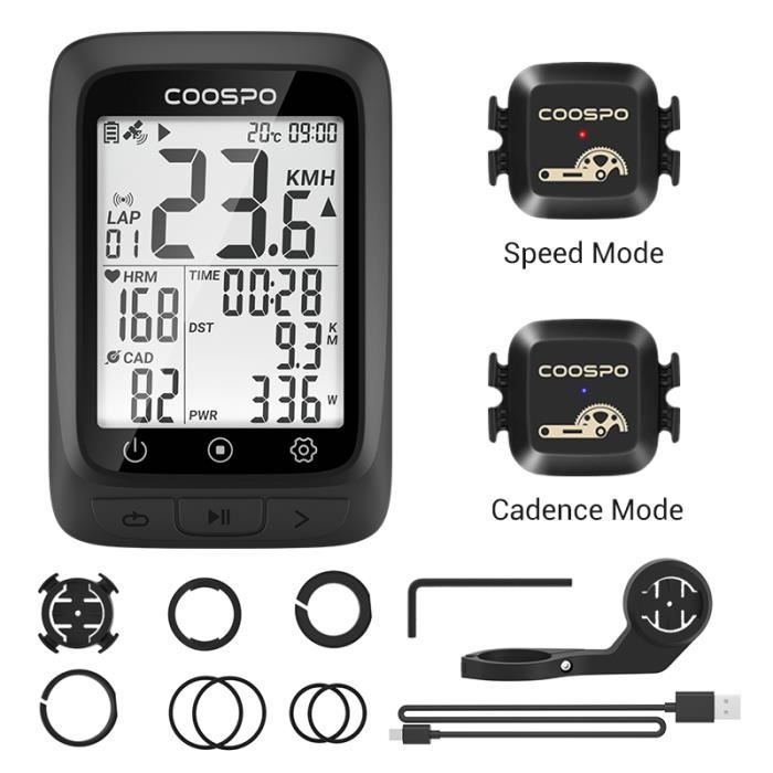 Compteur vélo,compteur de vélo GPS BC107 synchronisé avec les capteurs ...