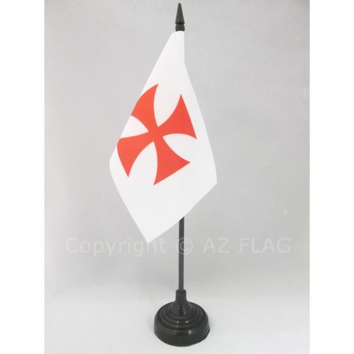 Drapeau de table Templiers Ordre du Temple 15x10cm - croix pattee rouge ...