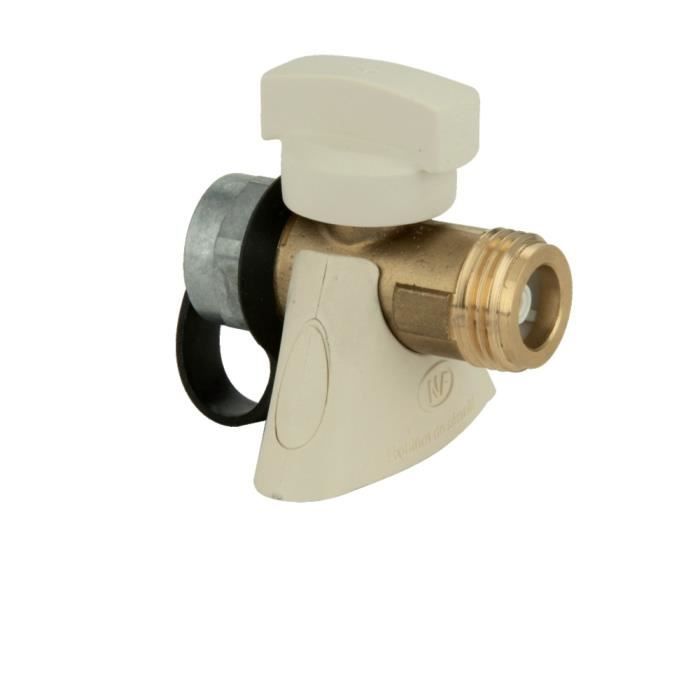 Robinet arret gaz nat. droit roai MM 15x21 avec bouchon et attache ...