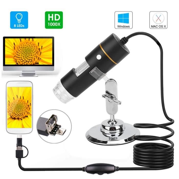 Microscope numérique USB DUOKON - Loupe de carte PCB HD 1000X - 8 LED ...