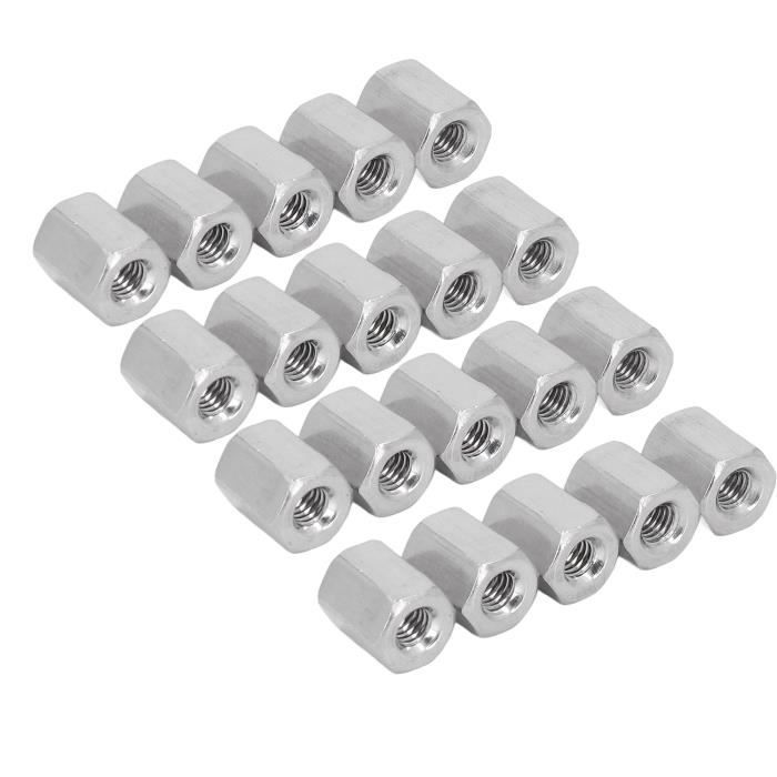HURRISE Kit d'écrou d'accouplement 20 pièces écrou d'accouplement hexagonal en acier inoxydable ...