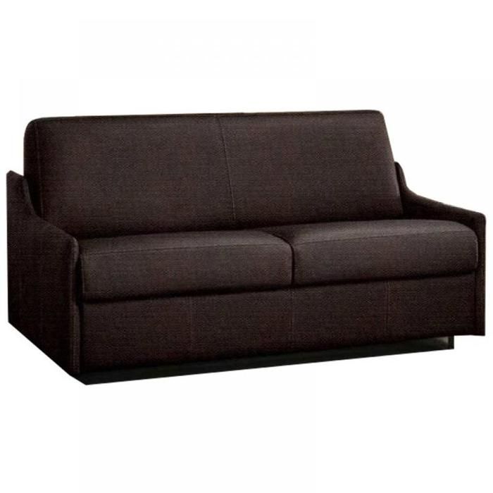 Canapé lit 2-3 places LUNA convertible EXPRESS 120cm tweed marron ...