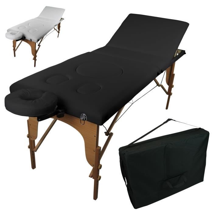 Table De Massage Pliante Pour Femme Enceinte En Bois 3 Zones Noire