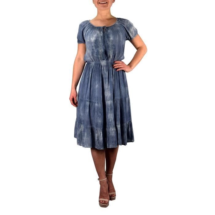 Robe ZL97I Renaissance Vintage Smocked Gypsy Tank Dress Taille-34 Noir ...