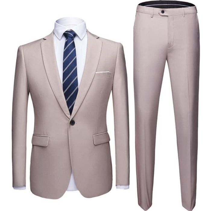 Costume Homme Formel Slim Fit Deux Pièces Complète Cérémonie Mariage ...