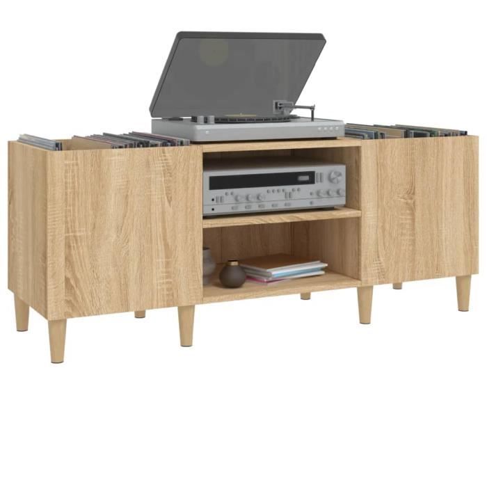 ABB Armoire à disques chêne sonoma 121x38x48 cm bois d'ingénierie ...