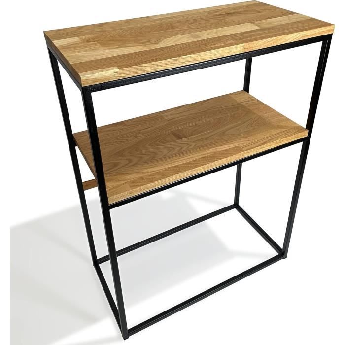 FLEXISTYLE Console en métal et bois de chêne industriel LOFT avec 2 ...