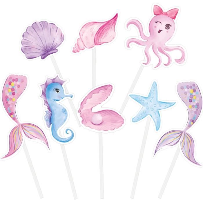 Topper De Gâteau Sirène - 32 Pièces Décoration De Gâteau Sirène Cupcake ...