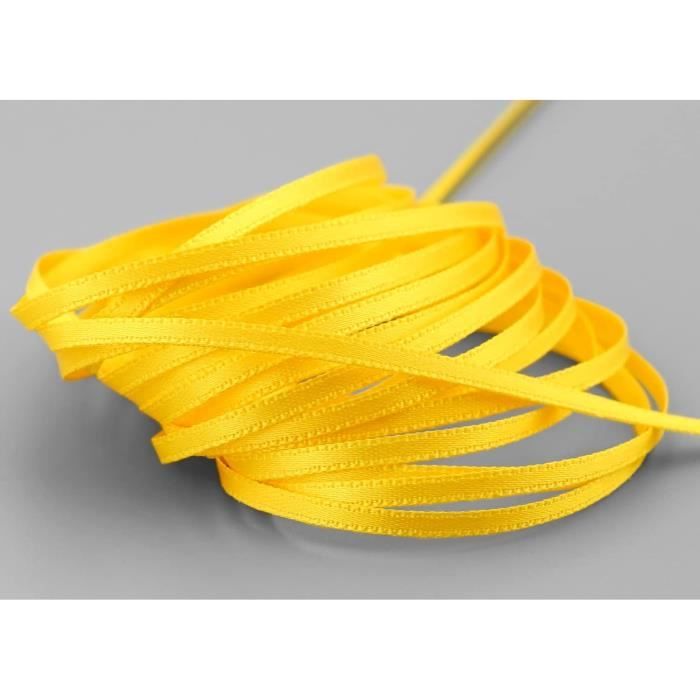 Ruban De Satin Jaune (605) 50 M X 3 Mm - Double Face - Sans Fil - Doux ...