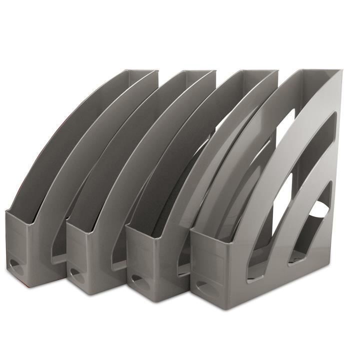 Lot de 4 Portes Revues A4 Waytex Organiseur Vertical de Bureau - Gris ...