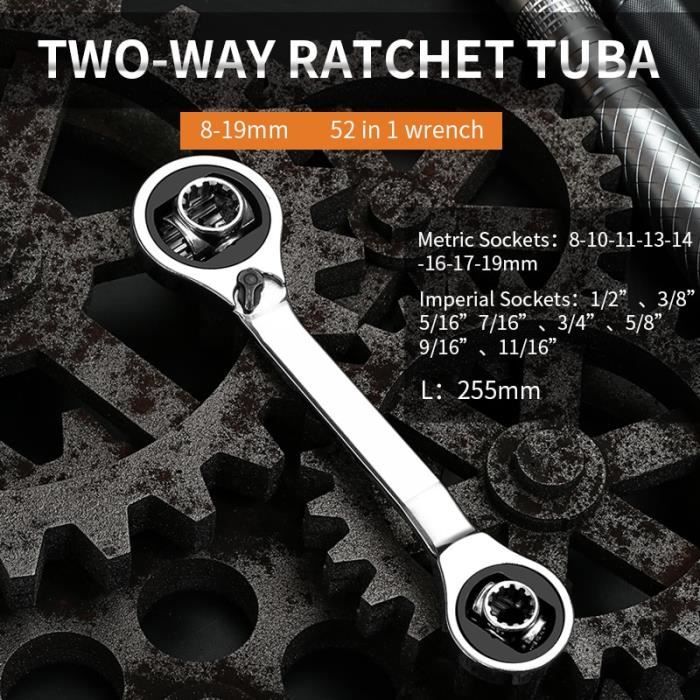 Clé à molette - YWEI - TWO-WAY RATCHET M - 52 en 1 - douille à cliquet ...