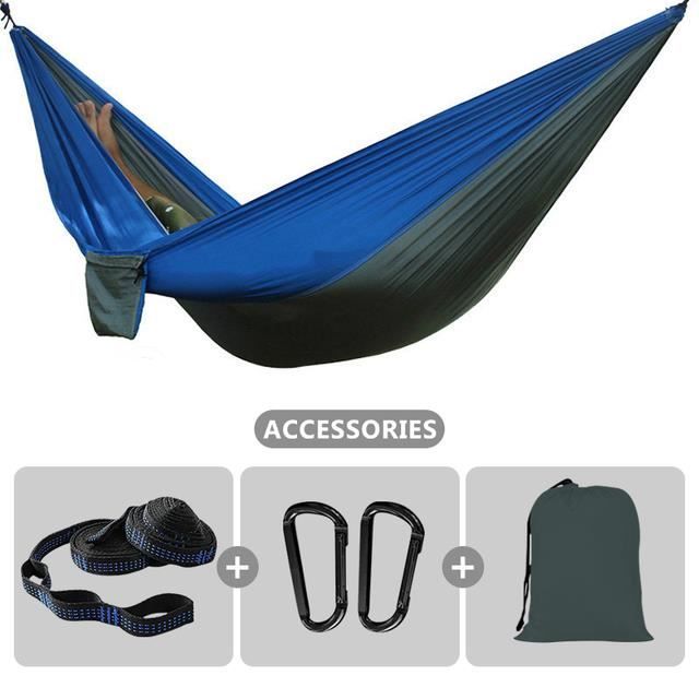 HAMAC,Gray-Blue--Double hamac parachute portable 260x140cm, balançoire ...