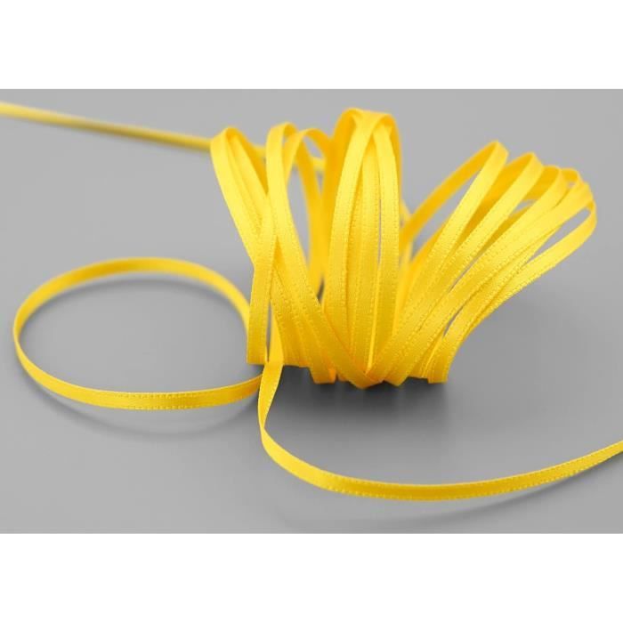 Ruban De Satin Jaune (605) 50 M X 3 Mm - Double Face - Sans Fil - Doux ...