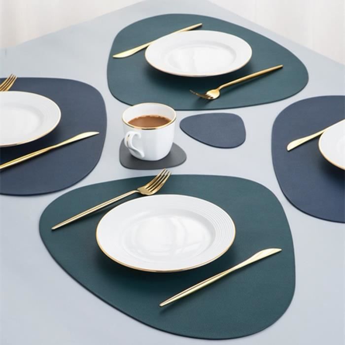 Dark green-36.8cmx45cm-Set de sous verre en cuir lavable, napperon de ...