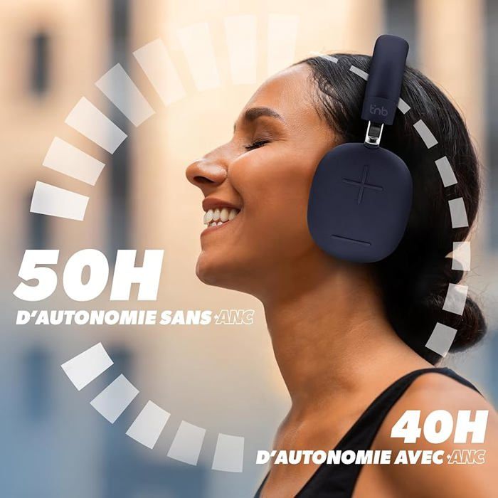 T'nB - Bounce ANC Midnight Blue, Wireless Bluetooth Headphones, Active ...