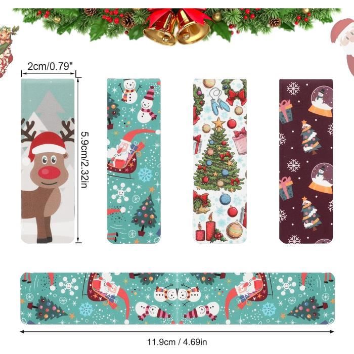 30 Pièces Marque Pages Magnétiques Noël, Christmas Magnetic Bookmarks ...