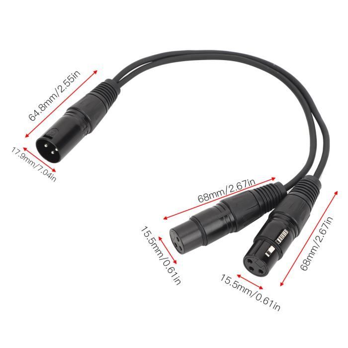 Dioche câble adaptateur XLR 1 entrée XLR mâle vers 2 câble de sortie XLR femelle adaptateur de ...